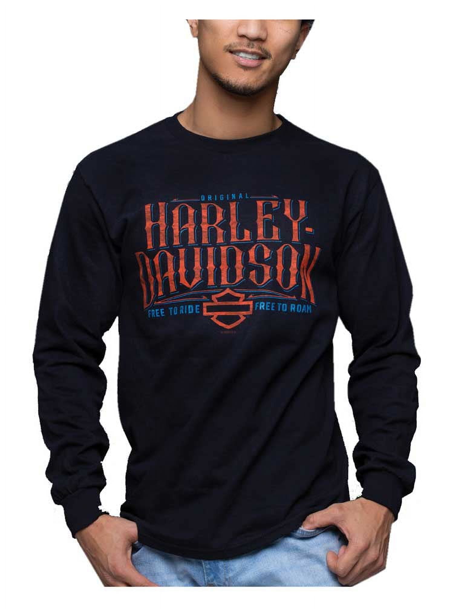 Harley-Davidson Men's Journal Long Sleeve Crew-Neck Cotton Shirt, Black (4XL), Harley Davidson ...