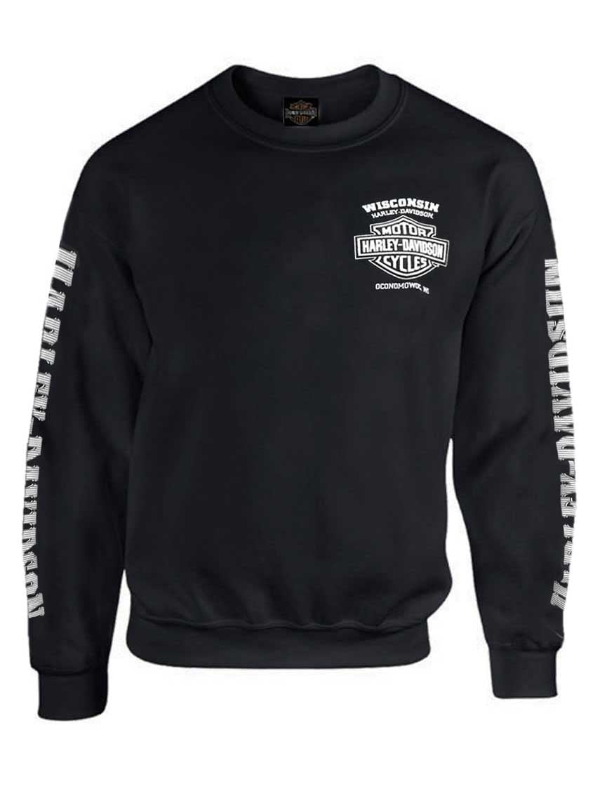 Harley-Davidson Men's Lightning Crest Fleece Pullover Sweatshirt, Black ...