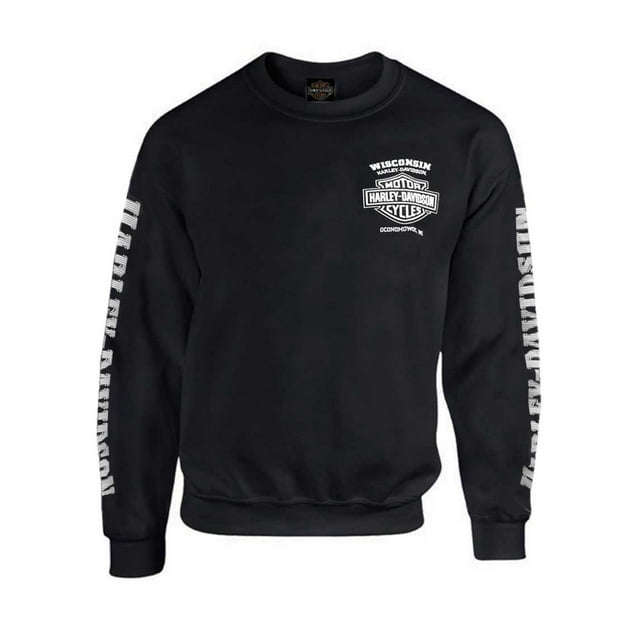 Harley-Davidson Men's Lightning Crest Fleece Pullover Sweatshirt, Black ...
