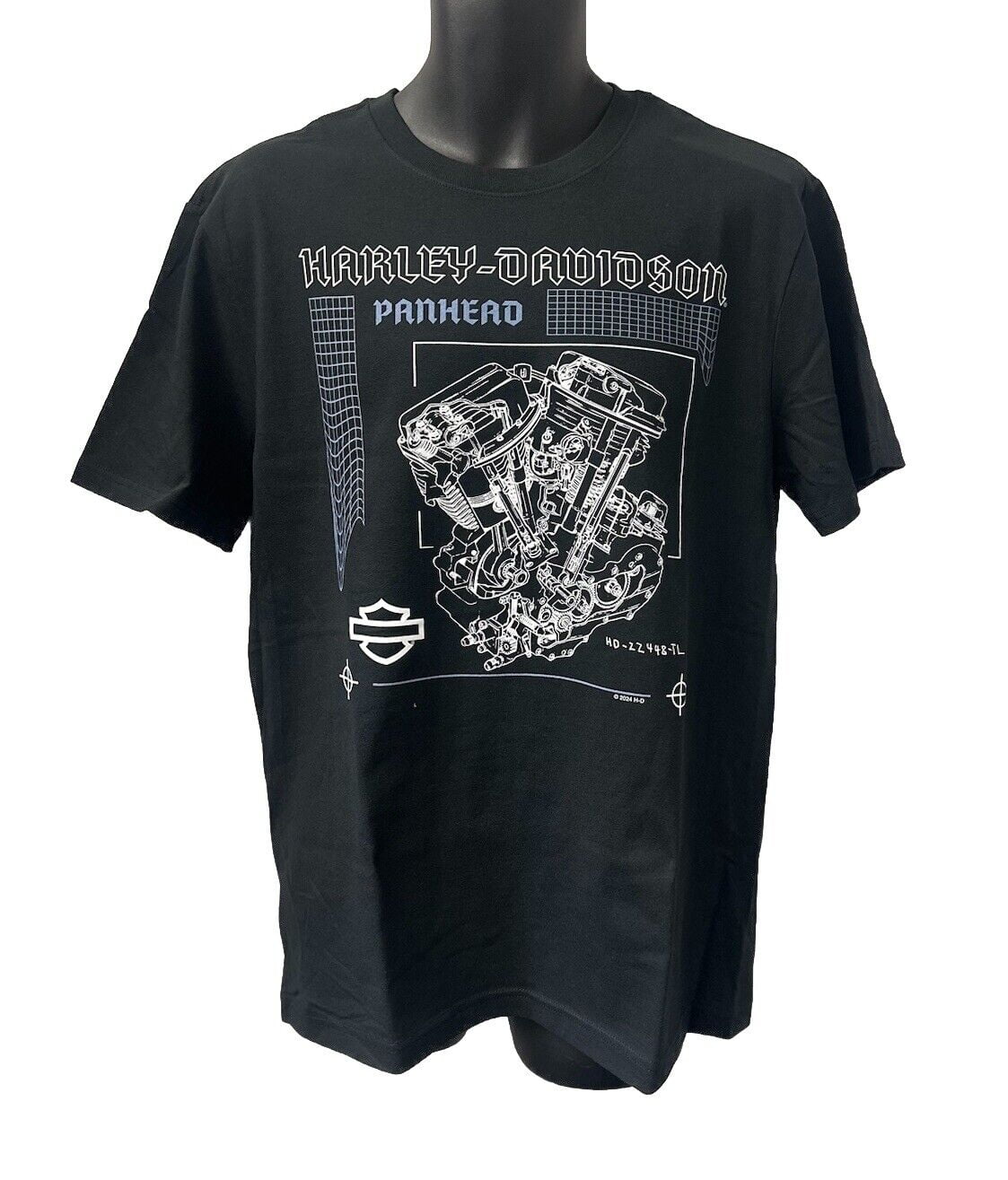 Harley Davidson Men's Panhead Blueprint Short Sleeve T-Shirt Black ...
