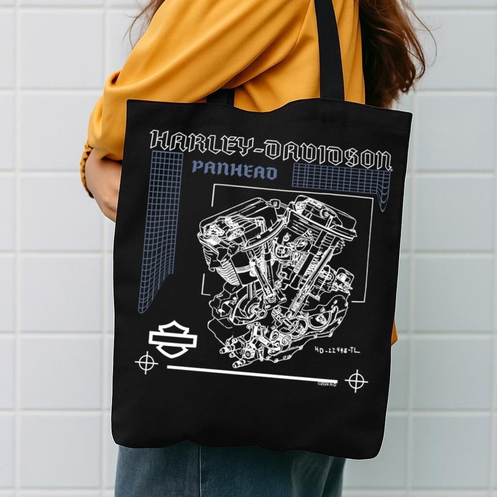 Harley Davidson Men's Panhead Blueprint Tote Bag Black 3001972-BLBY ...
