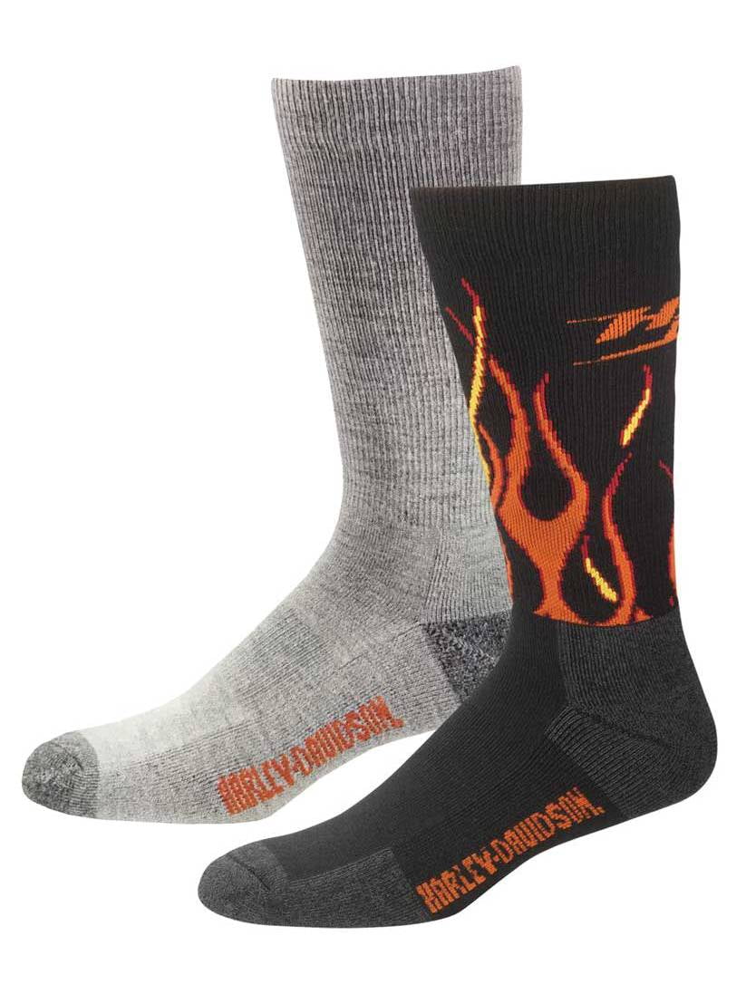 Harley-Davidson Men's Performance Flames Wool Riding Socks, 2 Pk ...