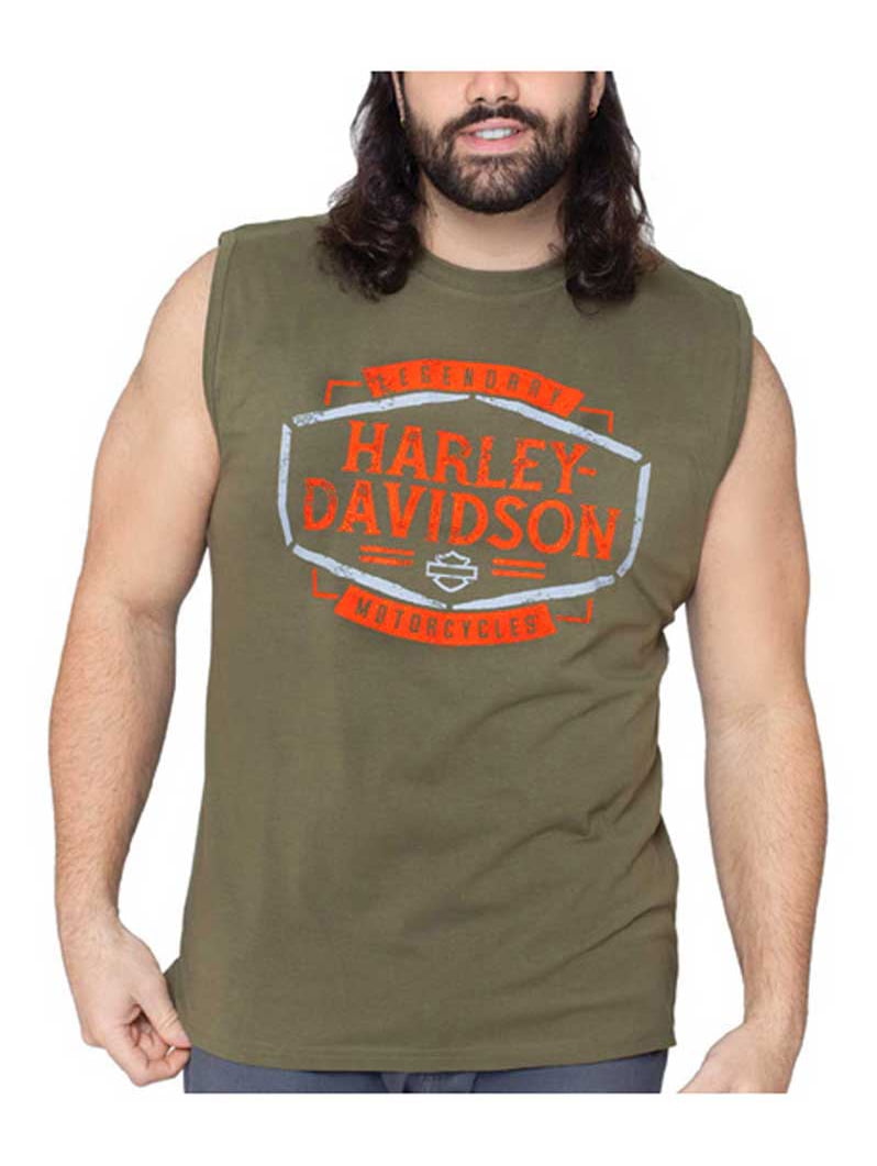 Harley-Davidson Men's Ragged Sleeveless Cotton Muscle Shirt, Military ...