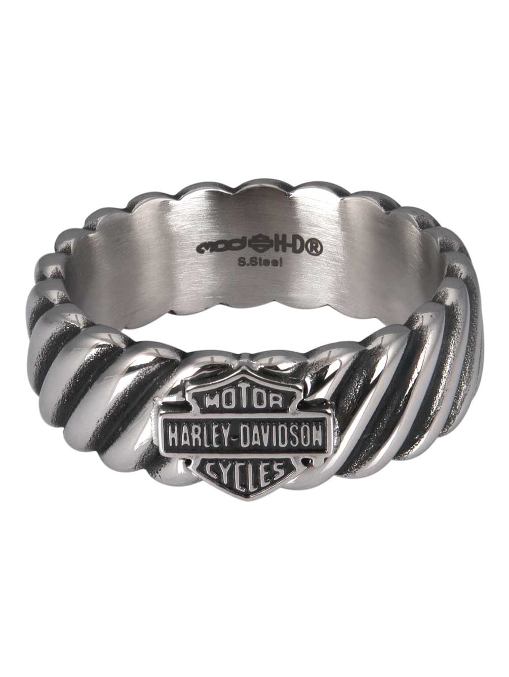 Harley-Davidson Men's Rope Texture Bar & Shield Band Ring- Stainless ...