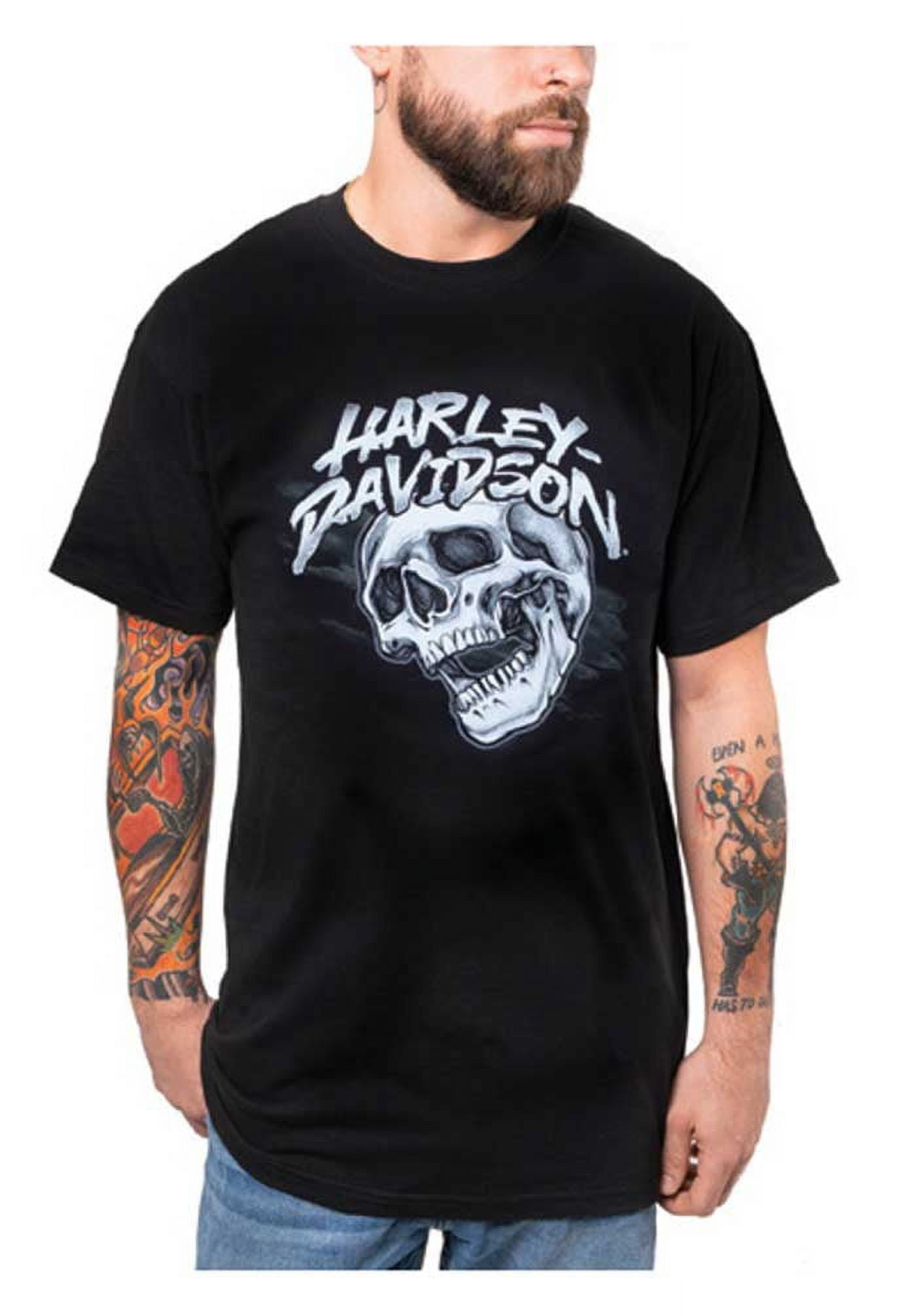 Harley-Davidson Men's Skull Blend Short Sleeve Crew-Neck T-Shirt - Black (XL), Harley Davidson ...