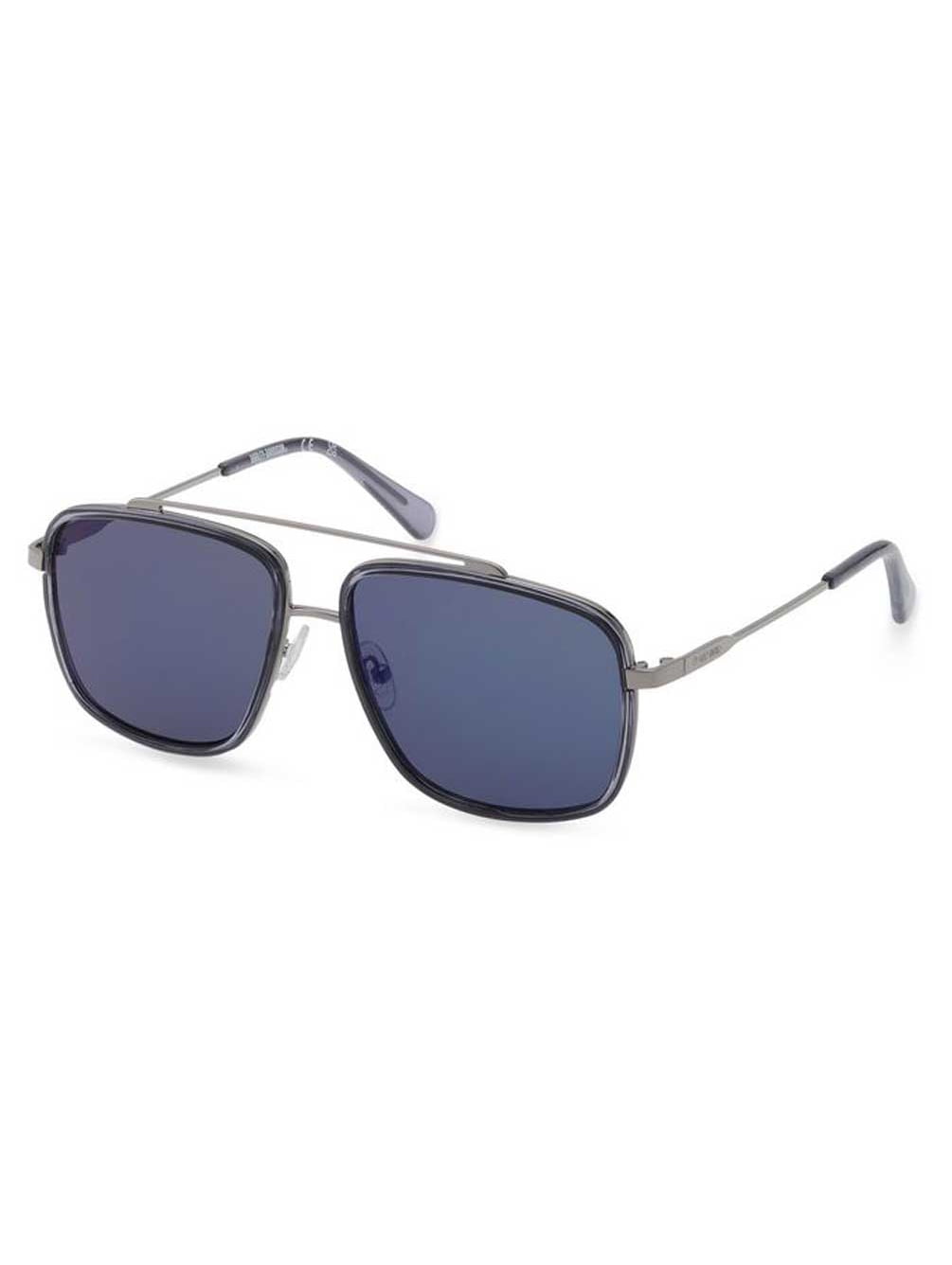 Harley-Davidson Men's Square Aviator Metal Sunglasses, Shiny Gray ...