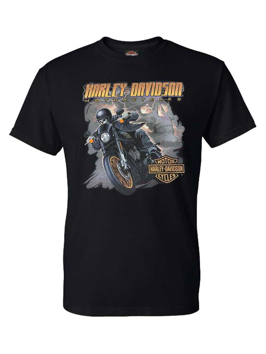 Harley-Davidson Men's Thunder Skull Short Sleeve Crew-Neck Cotton T-Shirt (M), Harley Davidson ...