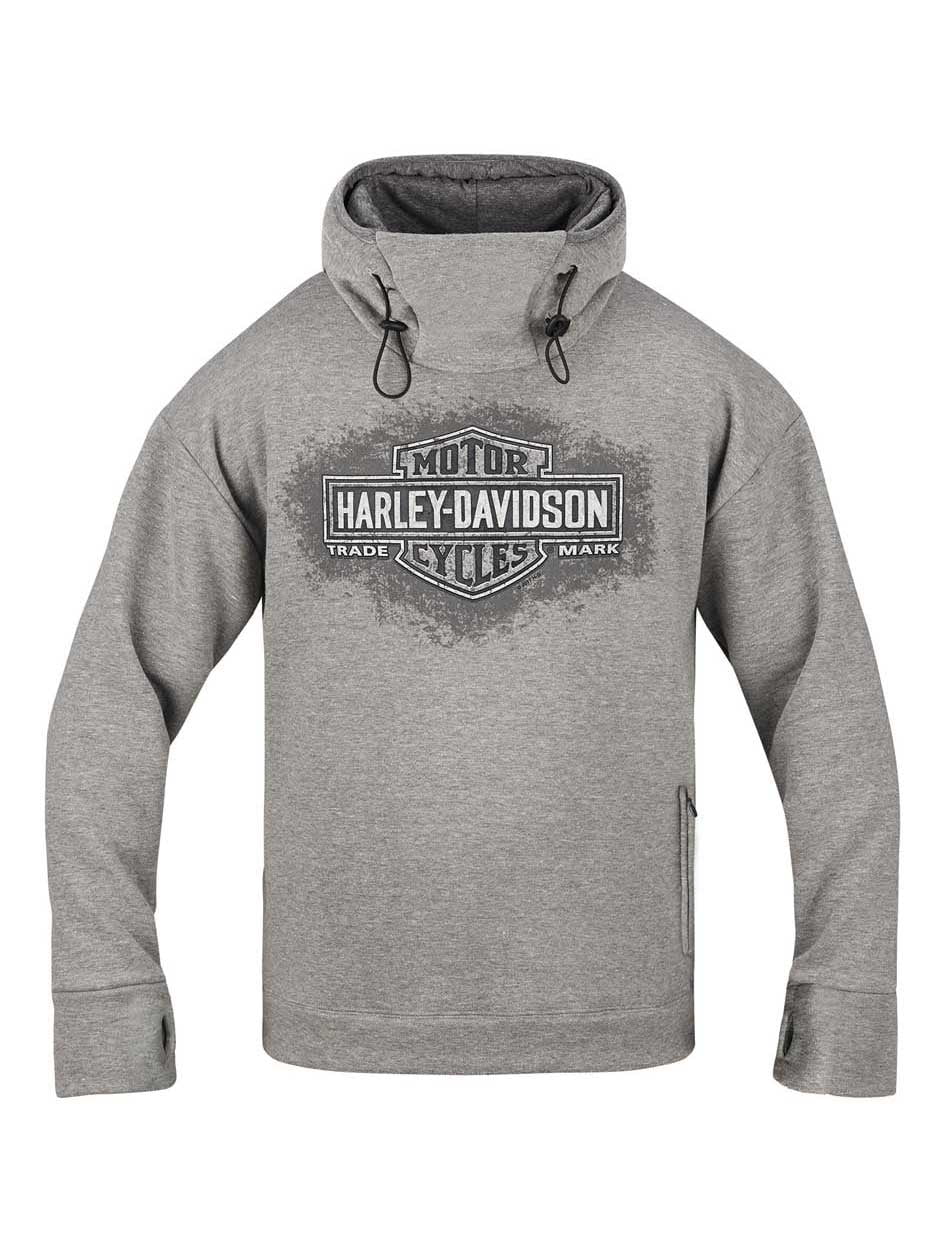 Harley-Davidson Men's Tonal Aged Bar & Shield Funnel Pullover Sweatshirt (XL), Harley Davidson ...