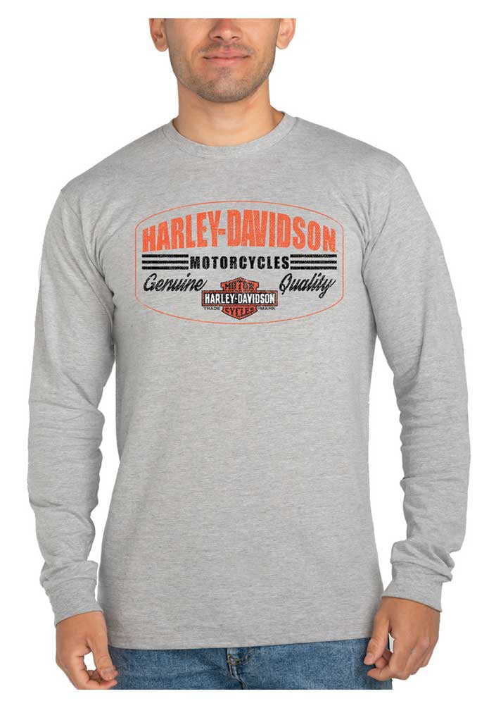 Harley-Davidson Men's Tracking Text Long Sleeve Crew-Neck Cotton Shirt (S), Harley Davidson ...