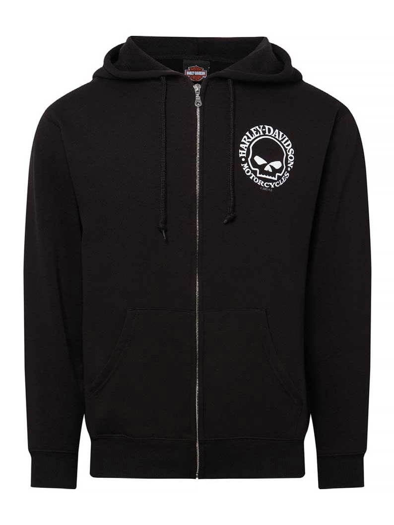 Harley-Davidson Men's Willie G Skull Logo Zip-Up Hoodie Sweatshirt ...