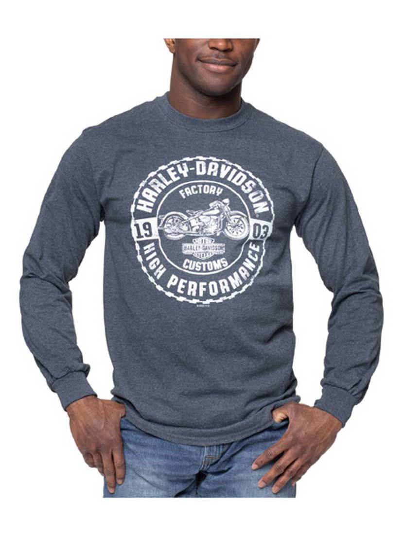 Harley-Davidson Mens Finest Bike Long Sleeve Crew-Neck Shirt, Dark Heather (3XL), Harley ...