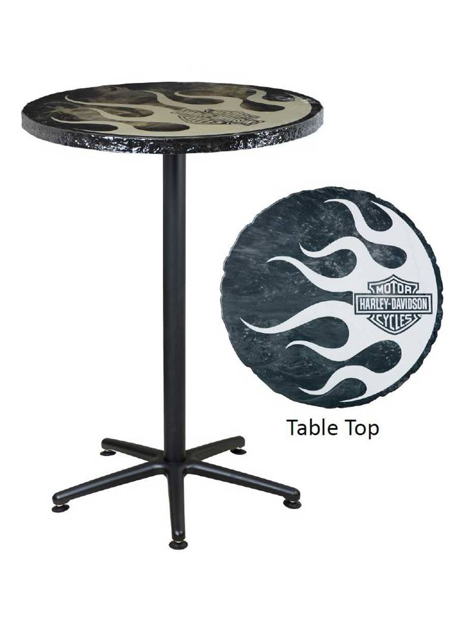 Harley-Davidson Metallic Flaming Bar & Shield Cafe Table, Handmade HDL ...