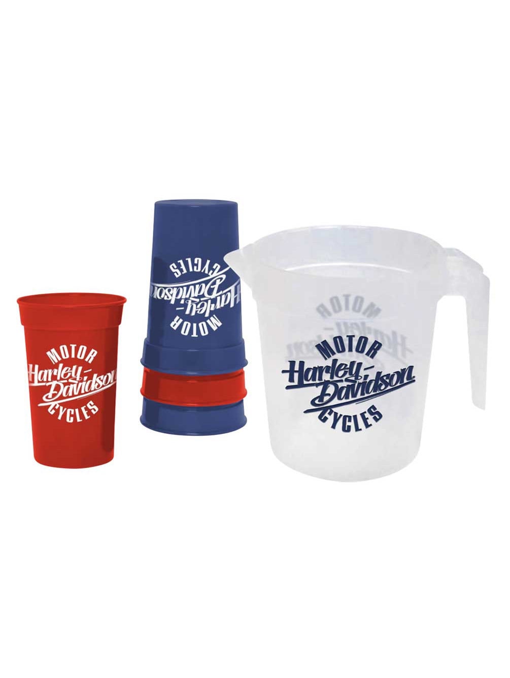 Harley-Davidson Motorcycle Graphics Plastic Pitcher & Plastic Cups ...
