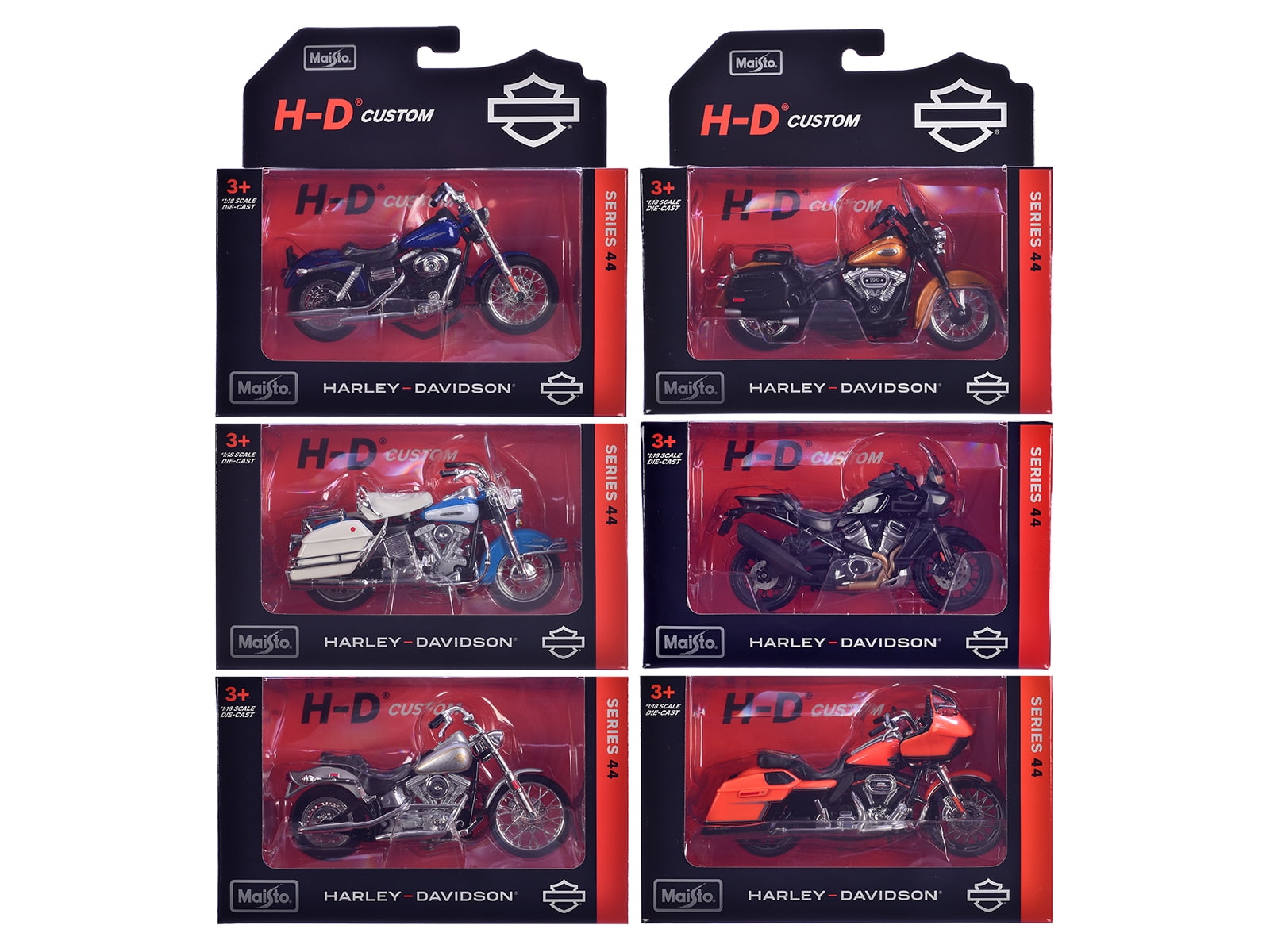 Harley-Davidson Motorcycles 6 piece Set Series 44 1/18 Diecast Models ...