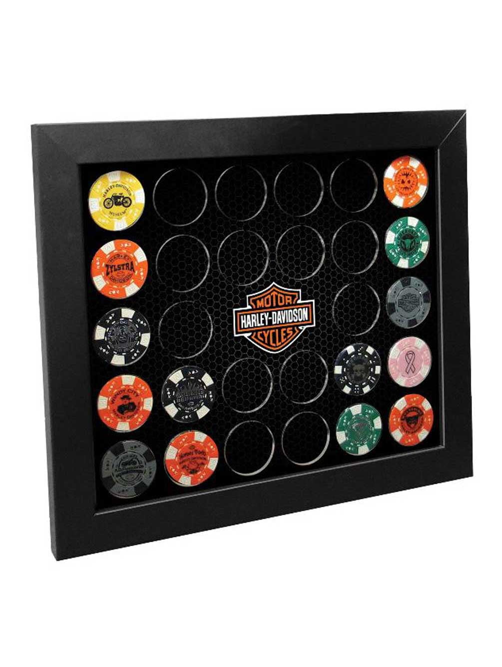 Harley-Davidson Poker Chip Collectors Frame, Holds 28 Chips, Made in ...