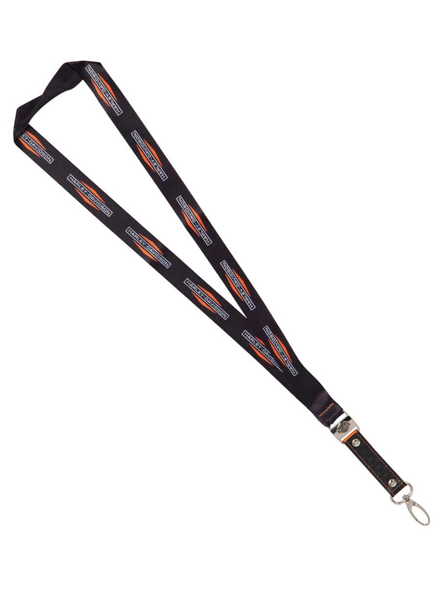 Harley-Davidson Polyester Lanyard, Checkered Leather Strap 16.5 in ...