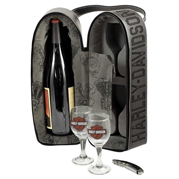Harley-Davidson Repeat Engine Pattern Wine Bottle Hard-Sided Case Tote ...