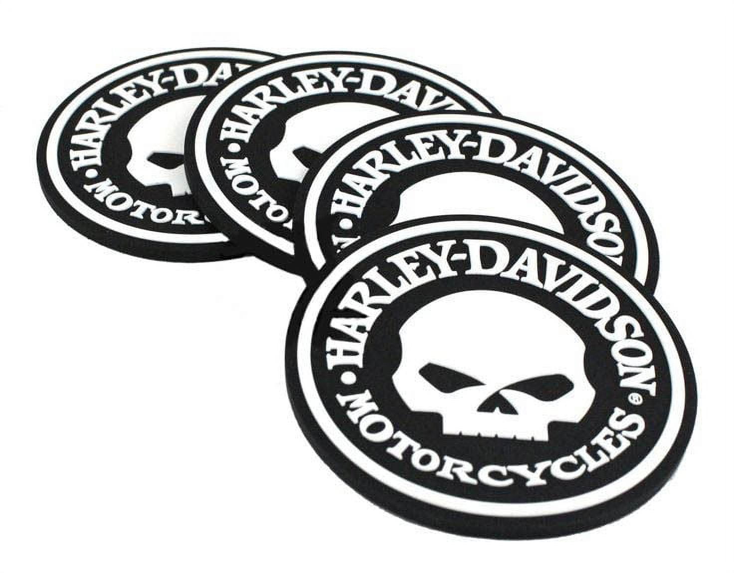 Harley-Davidson Skull Coaster Set, Rubber, Black and White, 4" Diameter ...