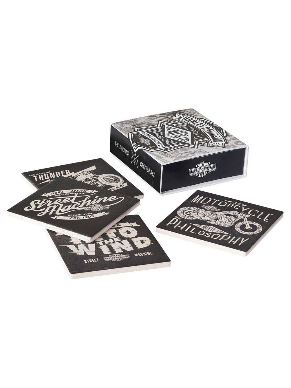Harley-Davidson Street Machine Coaster Set, 4 Pack Ceramic Set, HDL ...