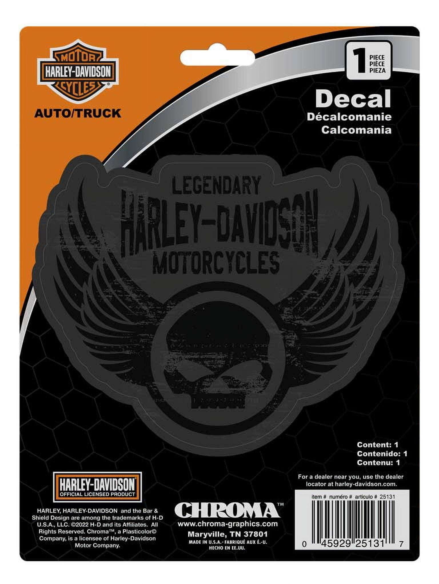 Harley-Davidson Winged Willie G Skull Logo Decal, Shiny & Matte Black ...