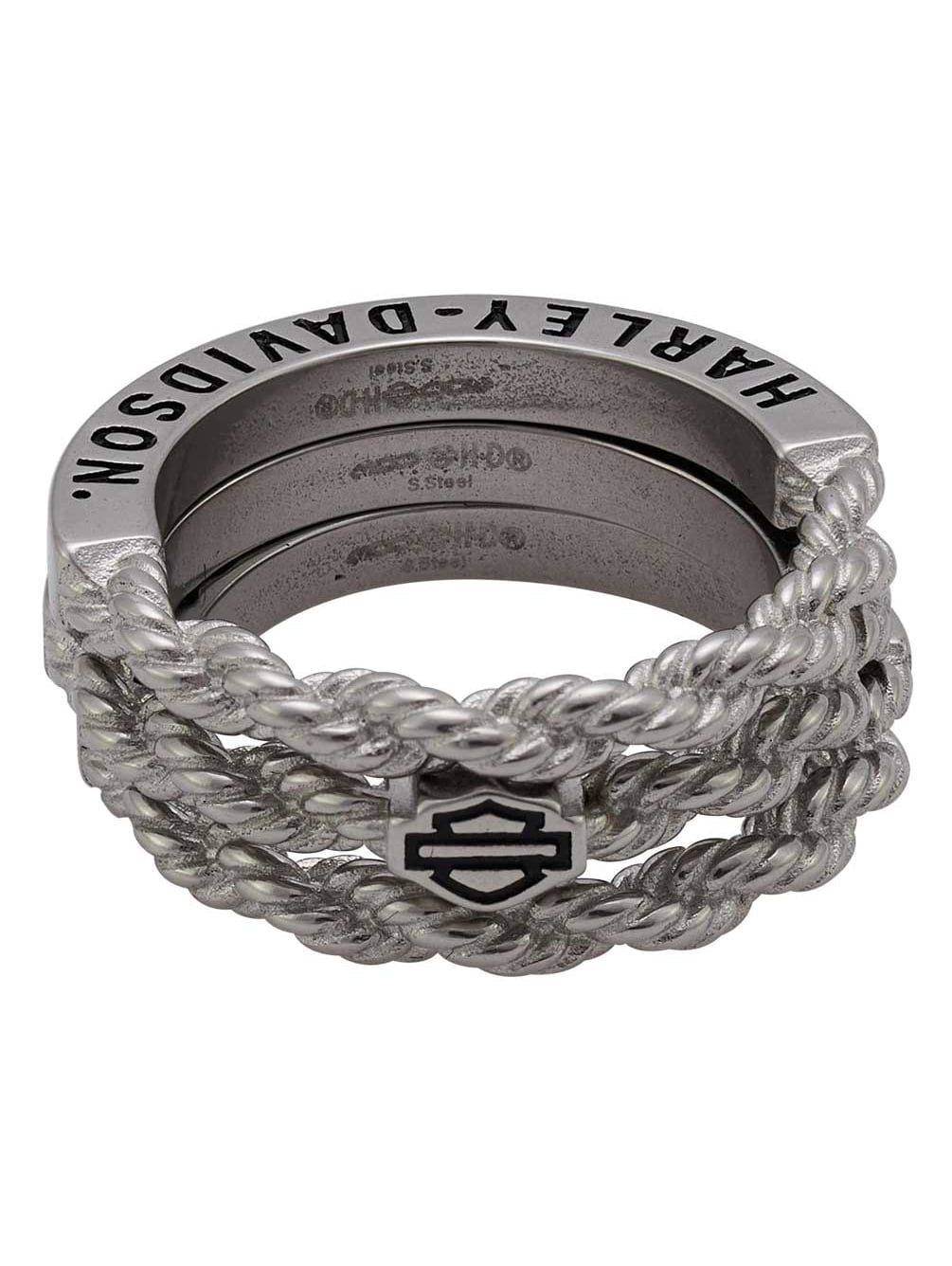Harley-Davidson Women's B&S Logo Rope Stacking Ring Set - Stainless ...