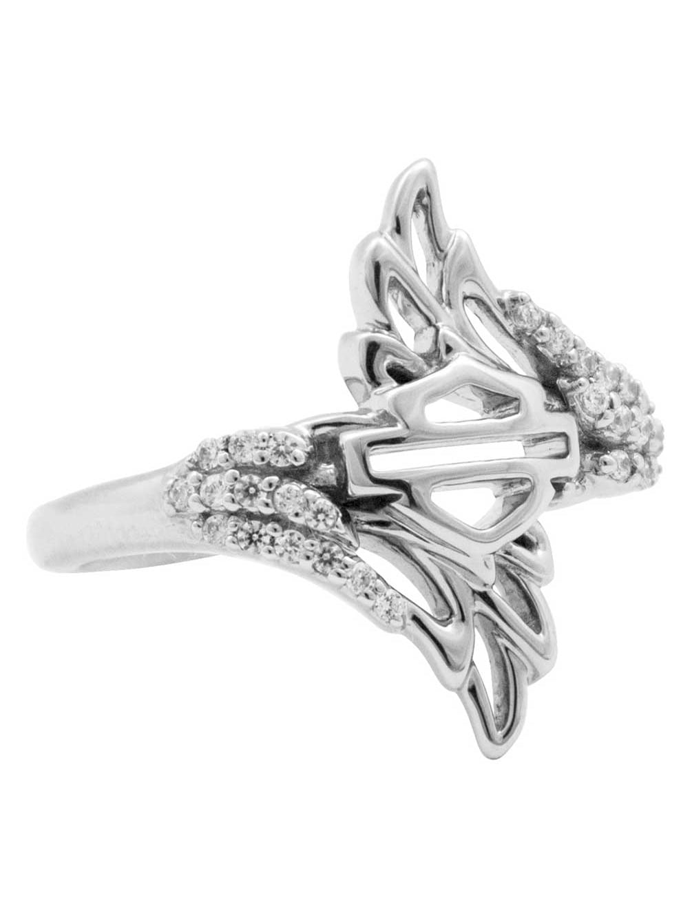 Harley-Davidson Women's Bling Double Wing Bar & Shield Ring, Sterling ...