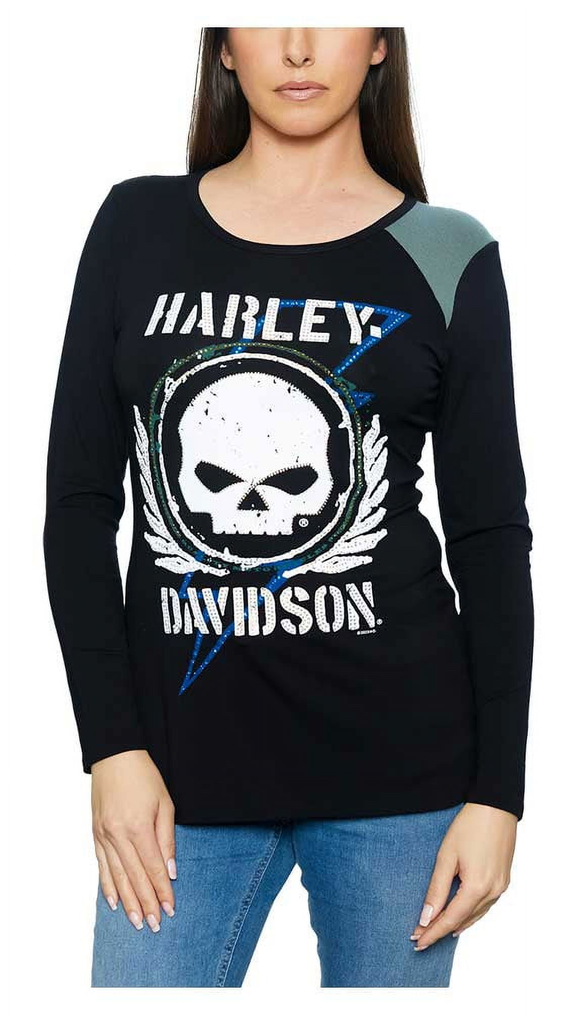 Harley-Davidson Women's Embellished Road Weary Scoop Neck Shirt - Black ...