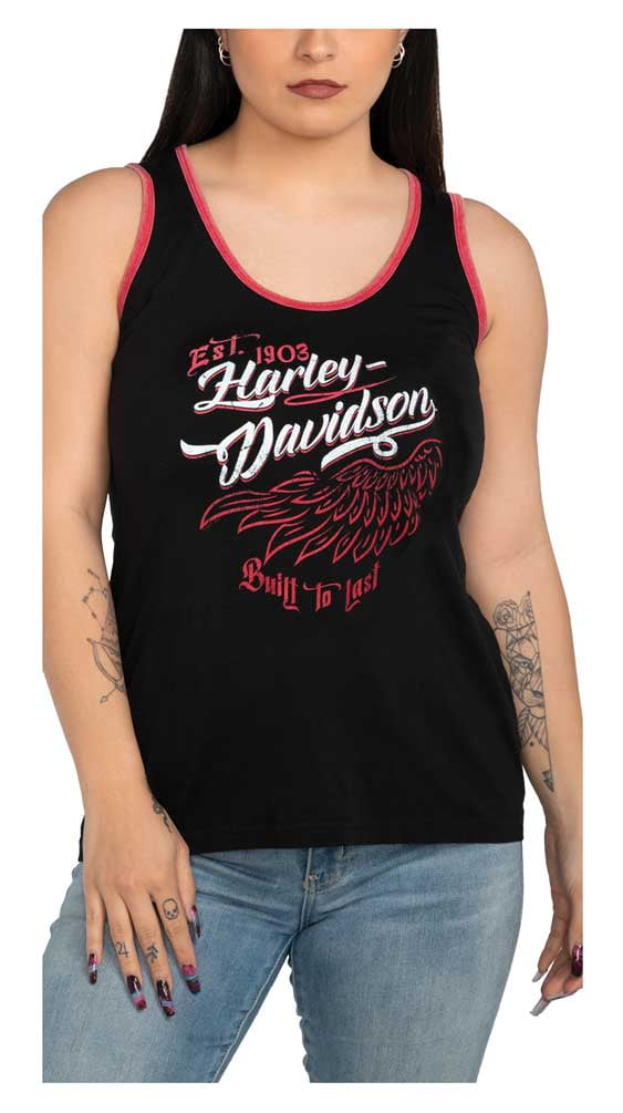 Harley-Davidson Women's Foiled Tribal Wing Sleeveless Tank Top - Black ...