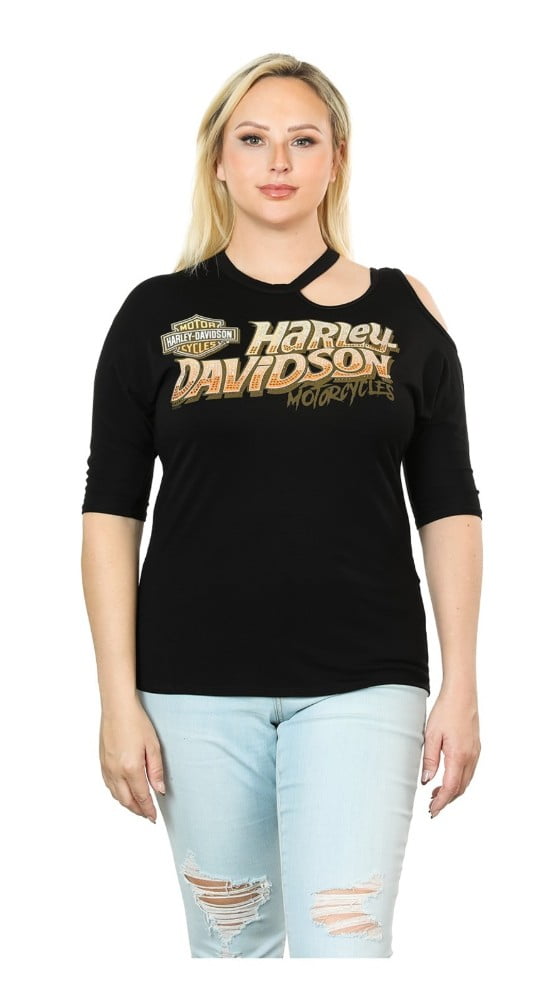 Harley-Davidson Women's Go Harley Go Cold Shoulder 3/4 Sleeve T-Shirt ...
