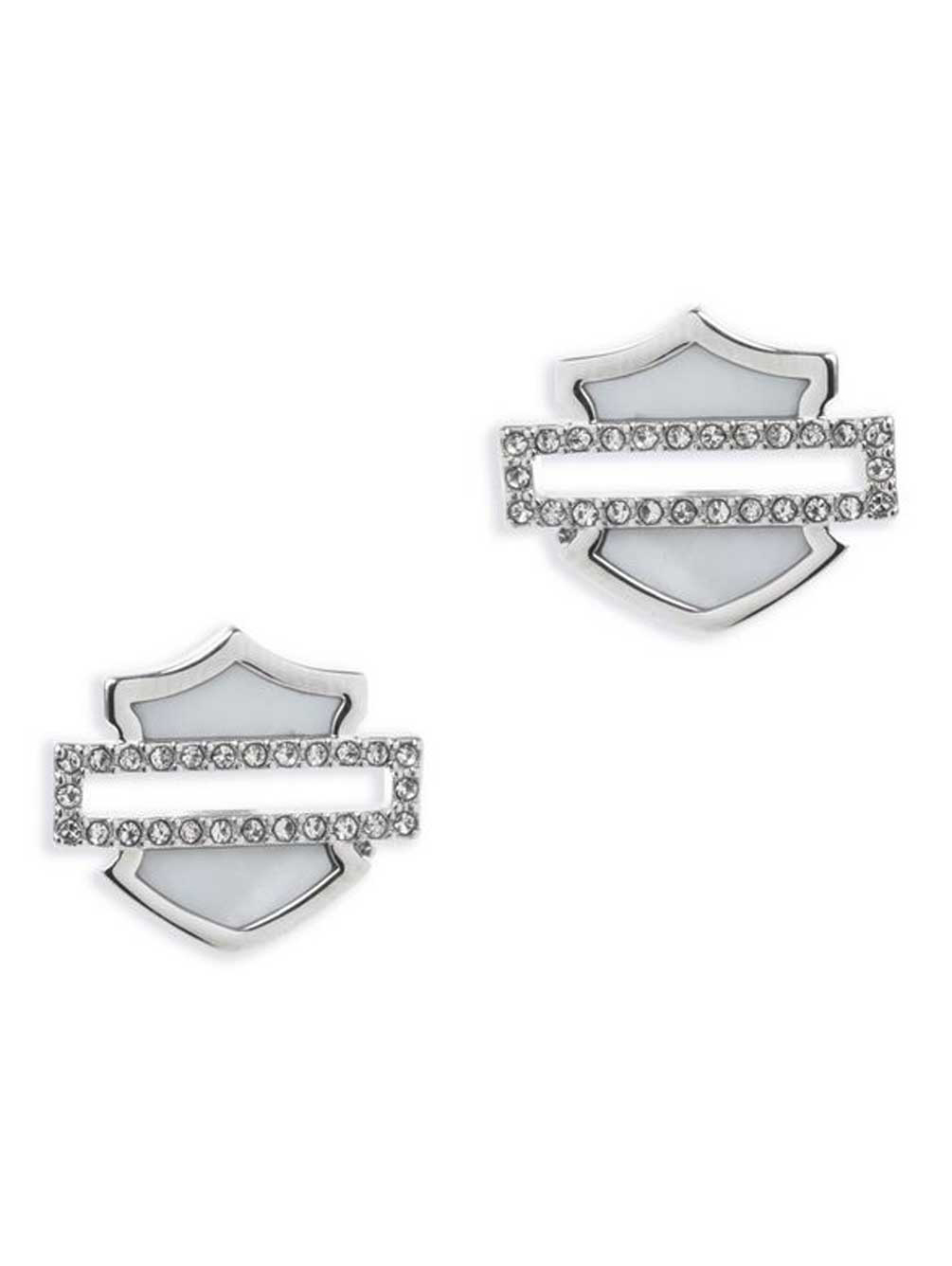 Harley-Davidson Women's Mother of Pearl Bar & Shield Logo Stud Earrings ...