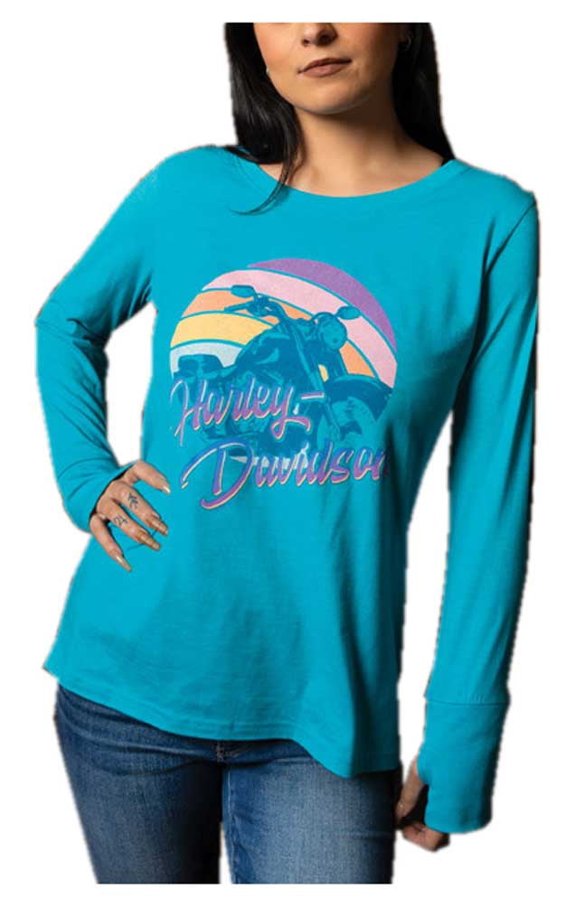 Harley-Davidson Women's Retro Fatboy Long Sleeve Scoop Neck Shirt ...