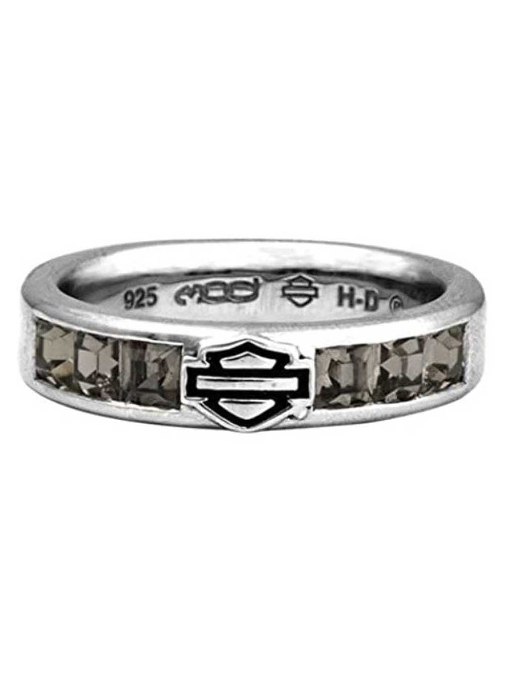 Harley-Davidson Women's Ring, Black Ice Crystals Bar & Shield Band ...