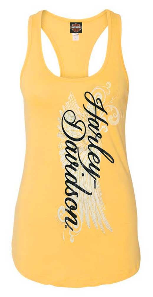 Harley-Davidson Women's Road Diva Sleeveless Racerback Tank Top, Yellow ...