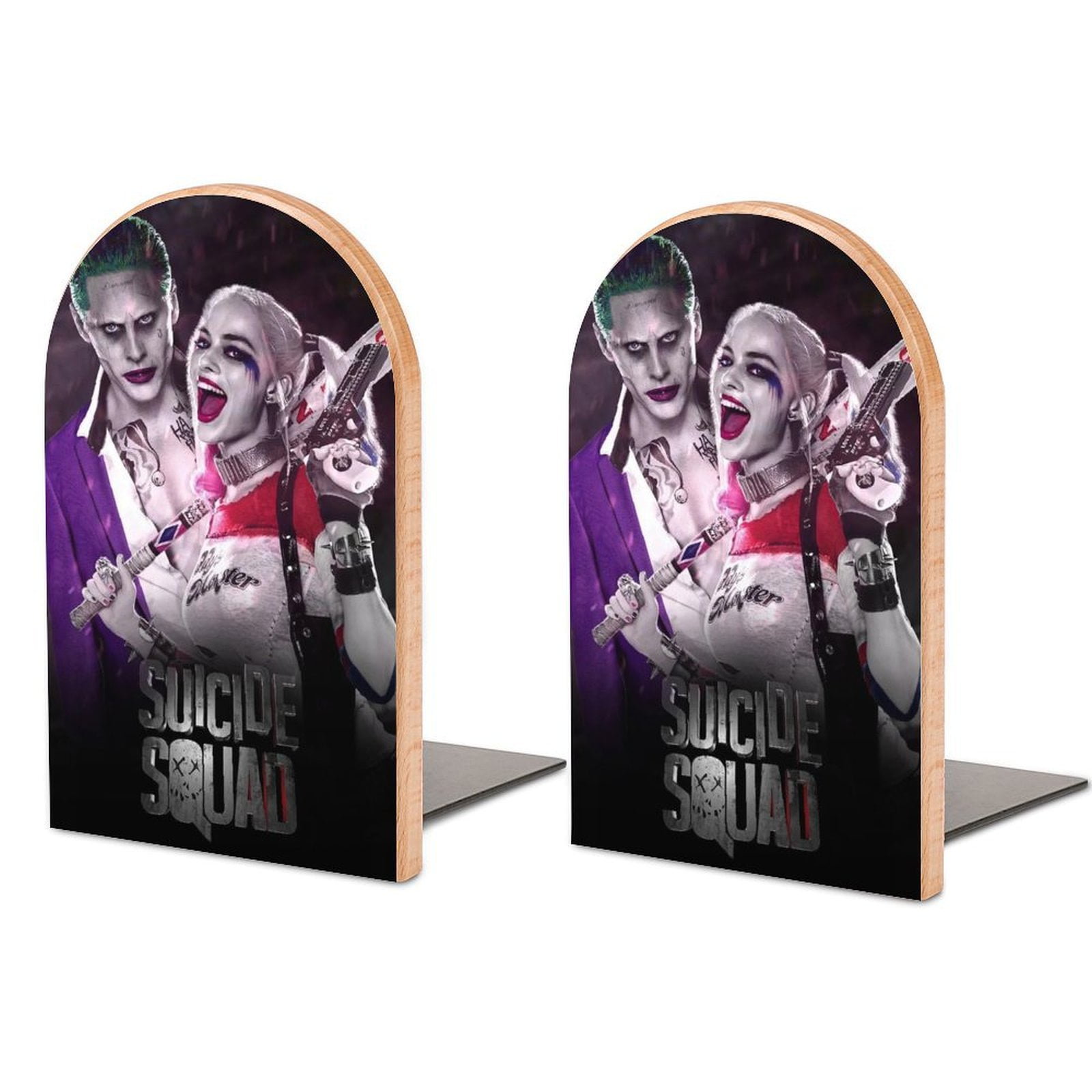 Harley Quinn And Joker Bookends Wood Book Divider Decor Shelves Non ...