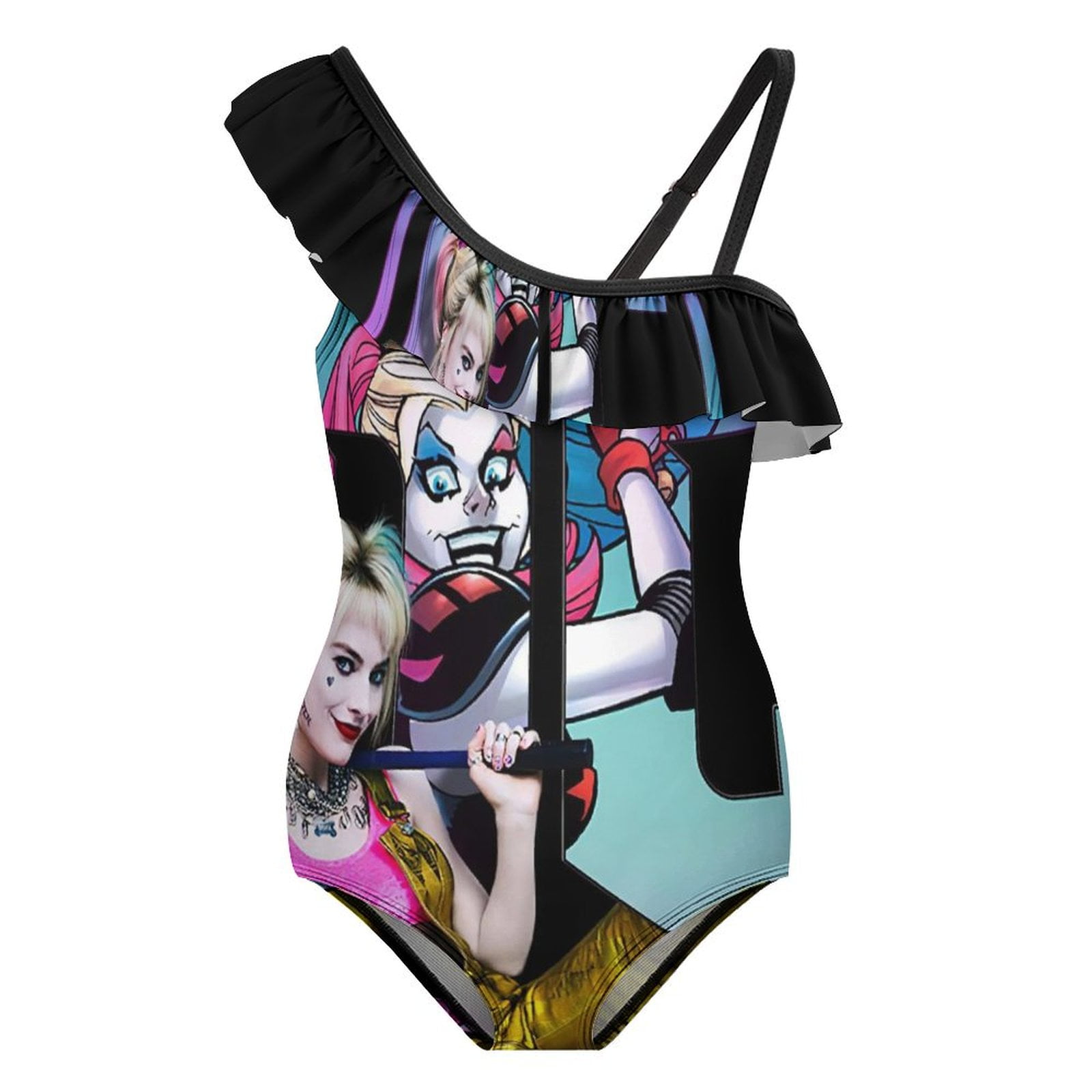 Harley Quinn Animated One-Piece Swimsuit for Girls Adjustable One ...