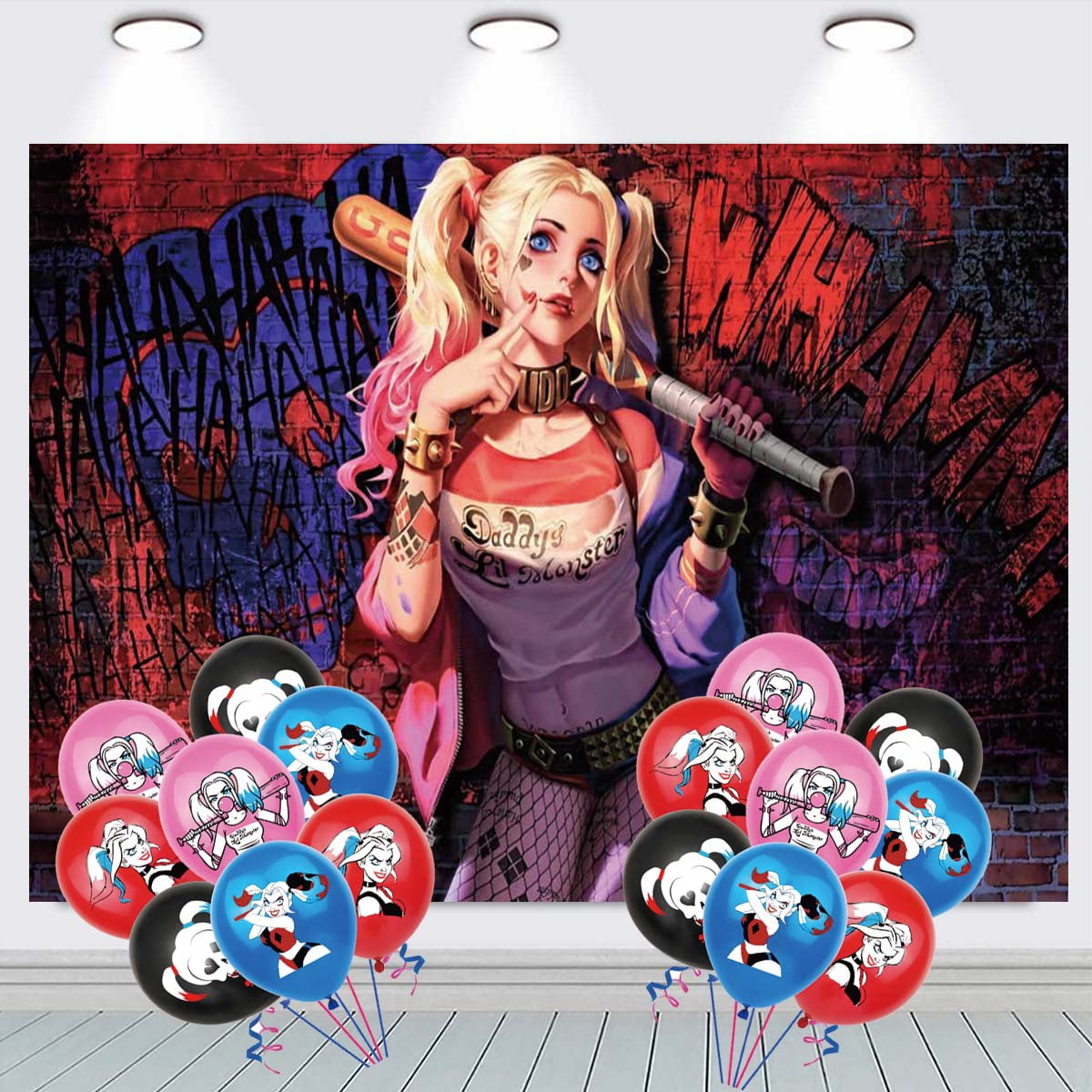 Harley Quinn Backdrop Banner Balloons Party Decorations Supplies ...