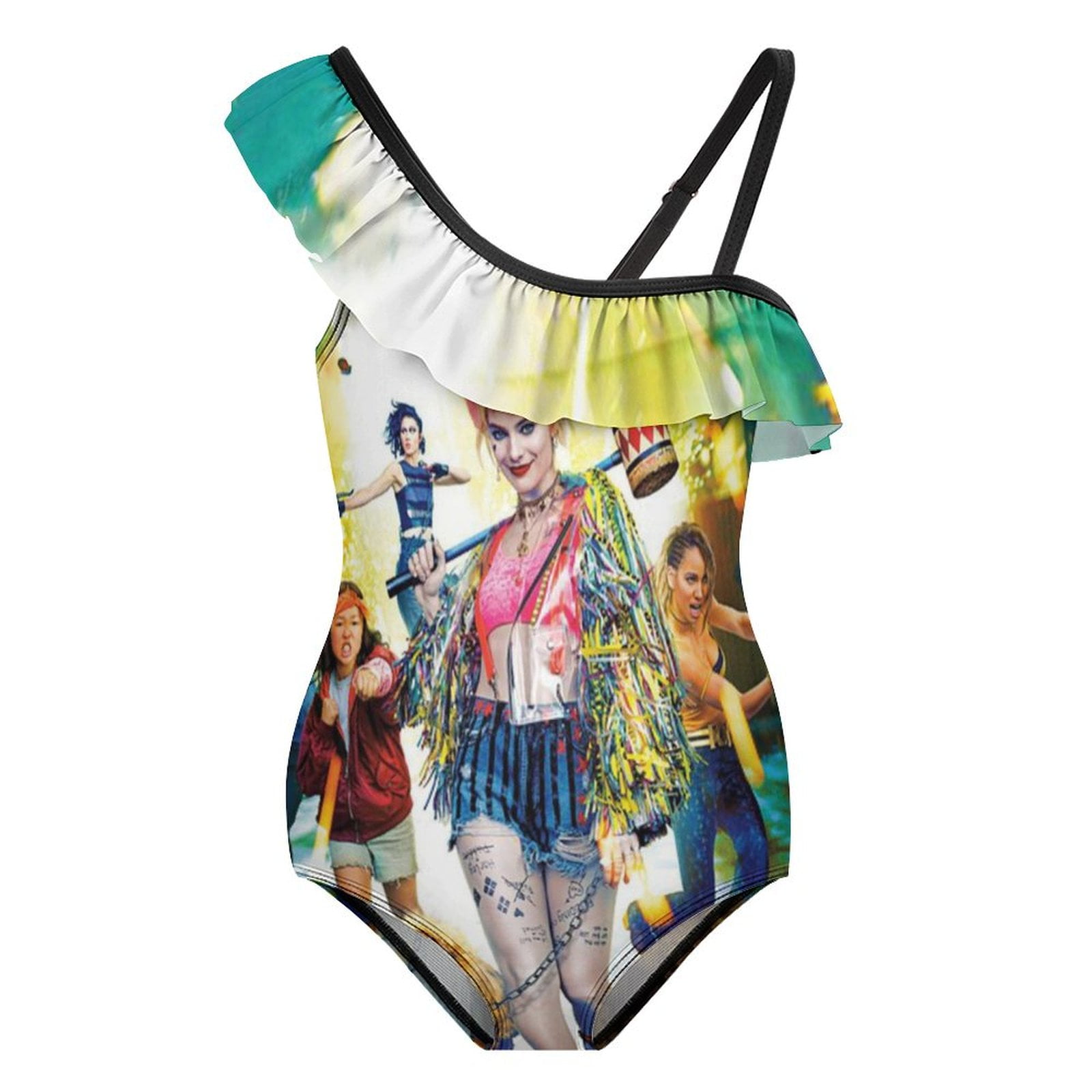 Harley Quinn Bird Prey One-Piece Swimsuit for Girls Adjustable One ...