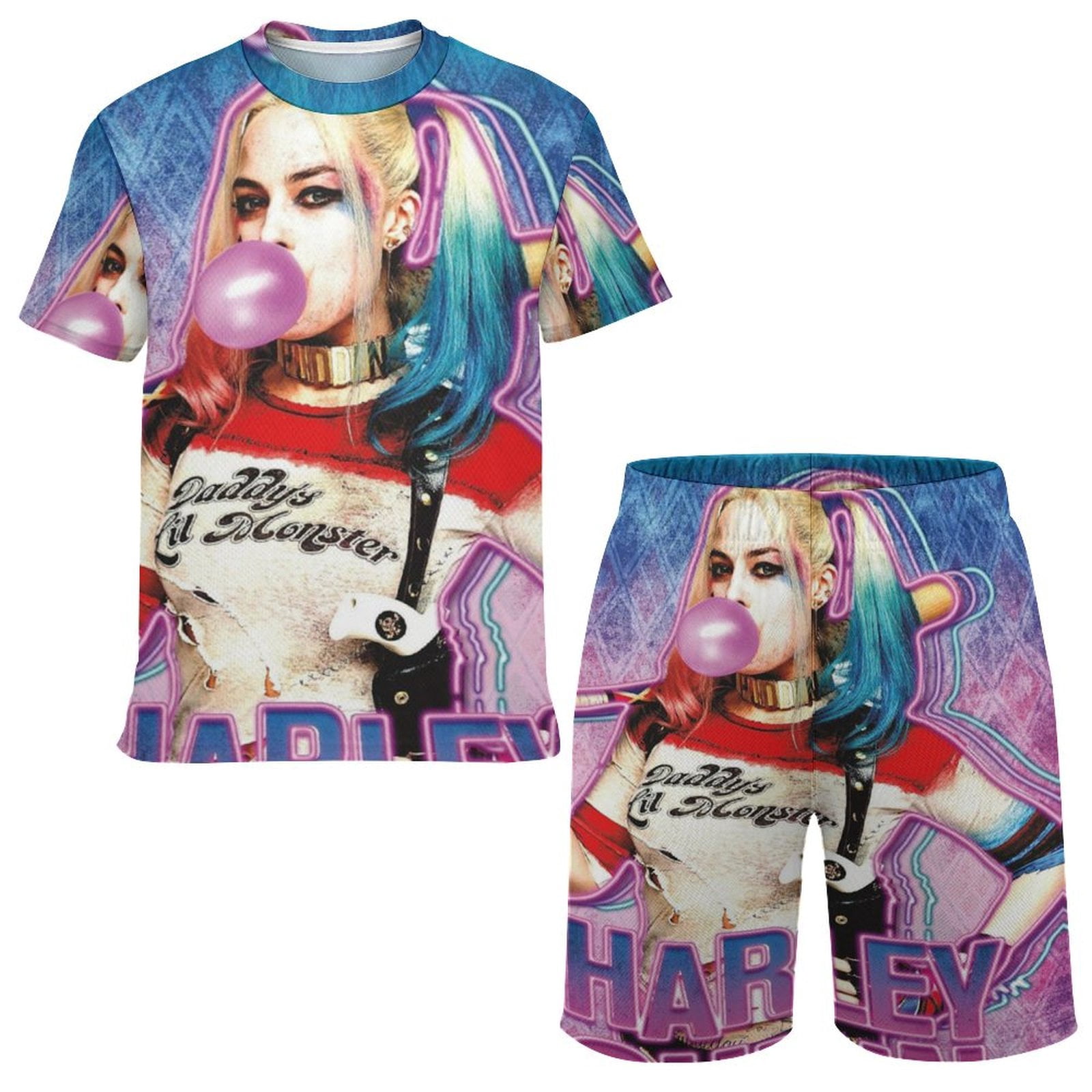 Harley Quinn Boys Short Sleeve Mesh T-Shirt And Shorts Outfit Set ...