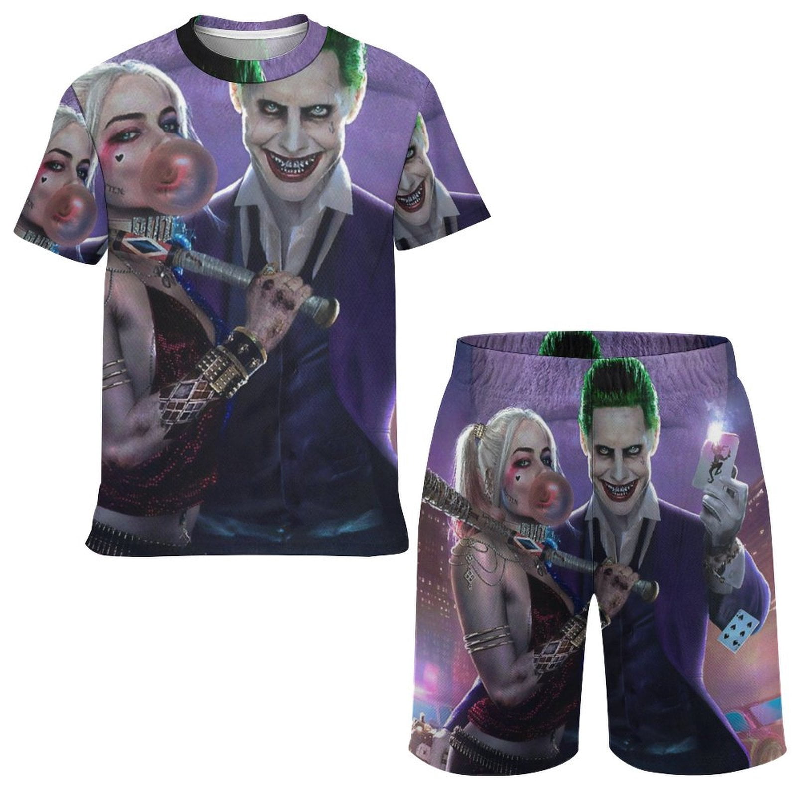 Harley Quinn Boys Short Sleeve Mesh T-Shirt And Shorts Outfit Set ...