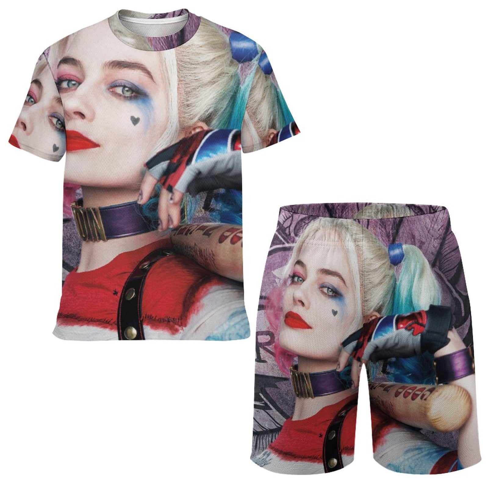 Harley Quinn Boys Short Sleeve Mesh T-Shirt And Shorts Outfit Set ...