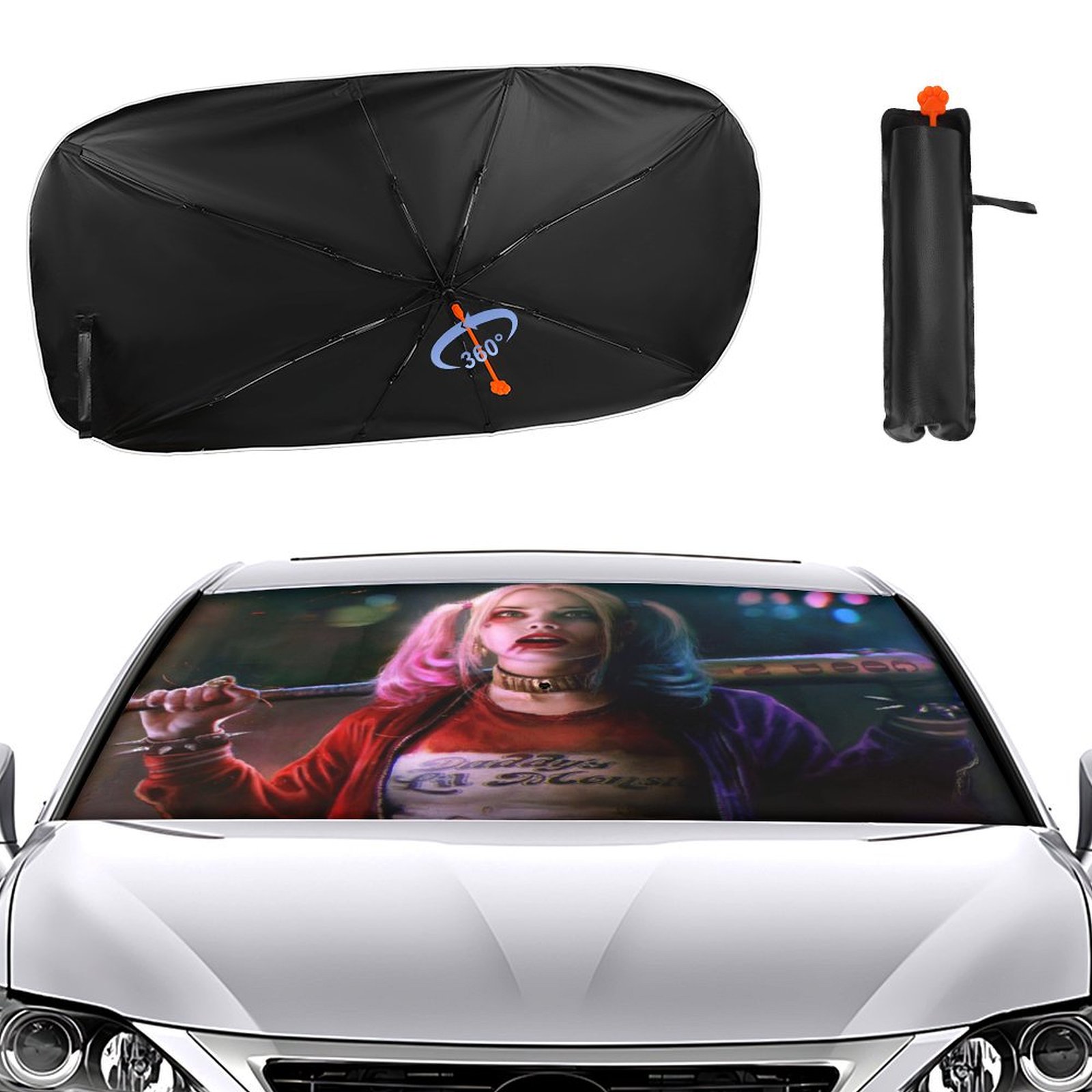 Harley Quinn Car Windshield Sun Shade Umbrella, UV Protection & Heat ...