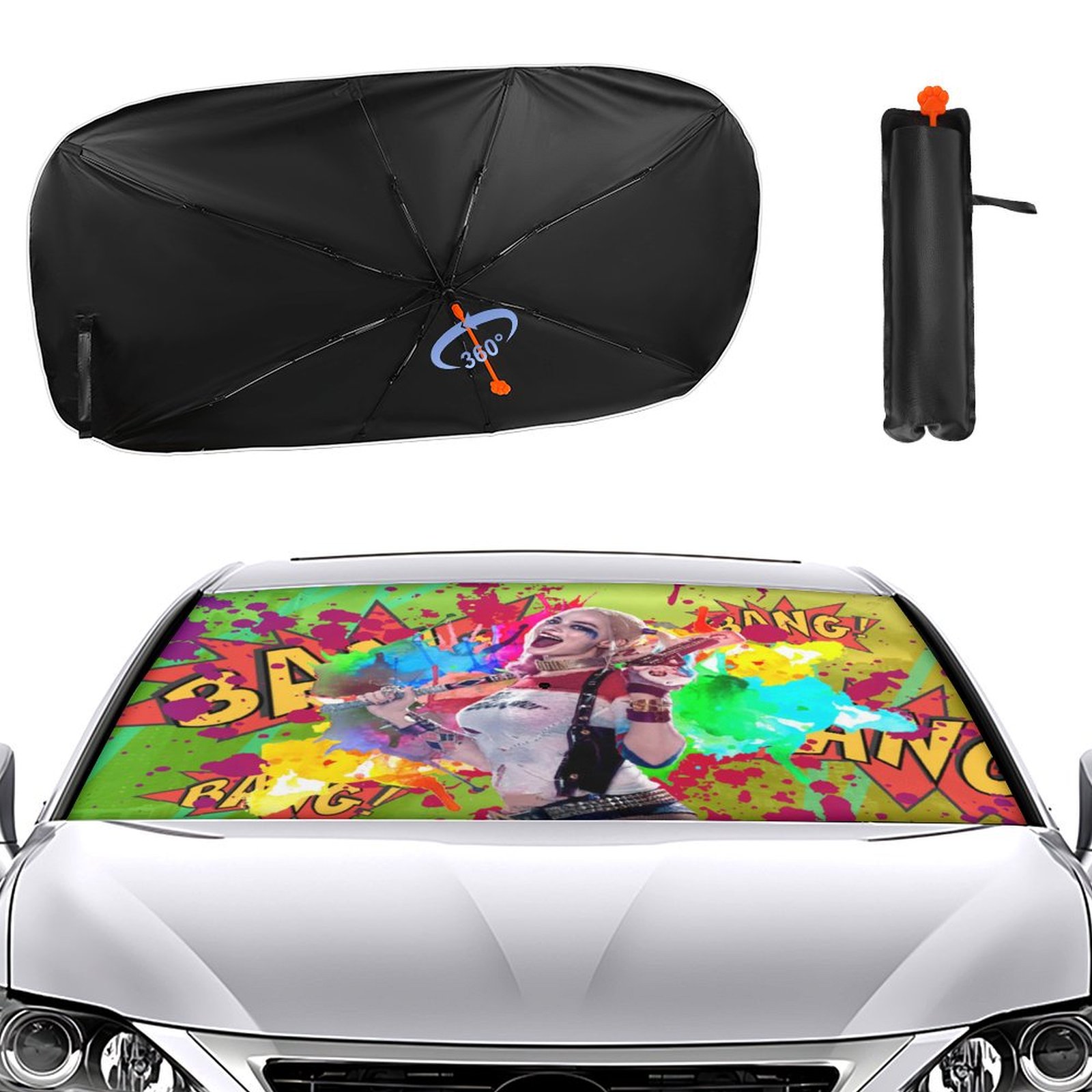 Harley Quinn Car Windshield Sun Shade Umbrella, UV Protection & Heat ...
