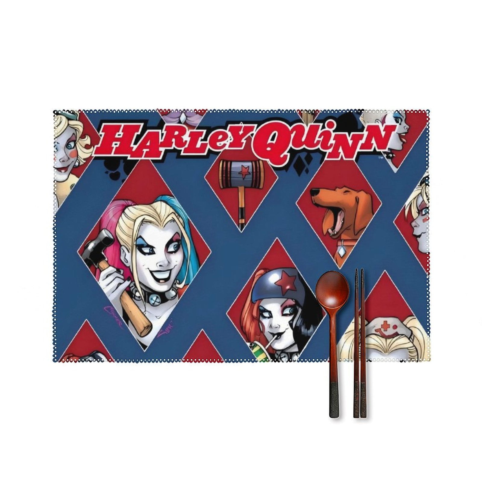 Harley Quinn Cartoon Canvas Placemats for Kids And Teens Set of 6 ...