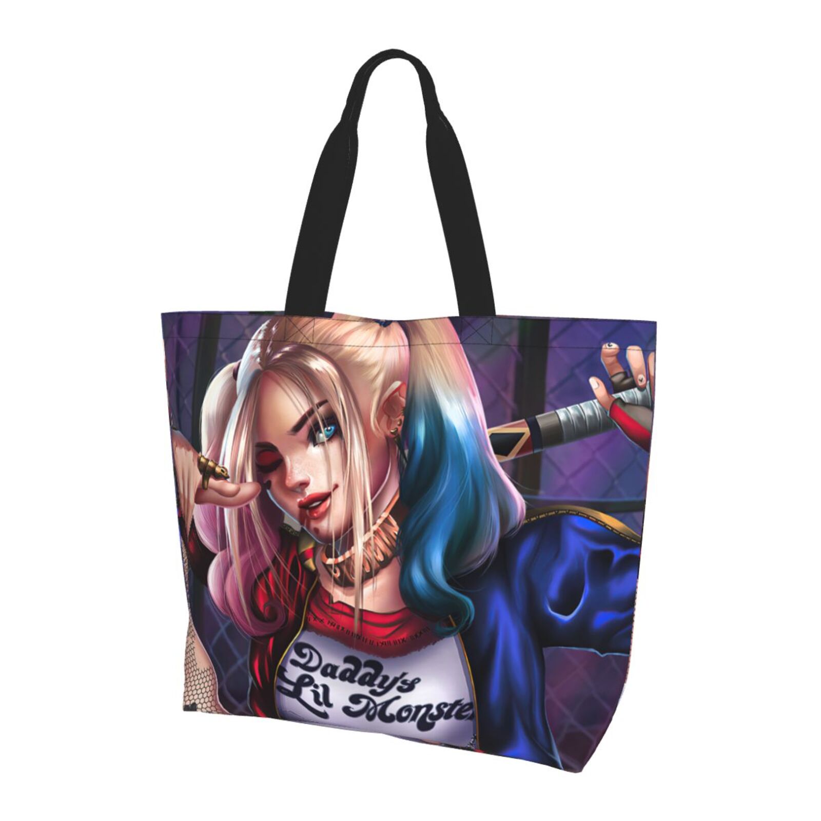 Harley Quinn Comic Tote Bags Reusable Women Shoulder Bag Grocery Bag ...