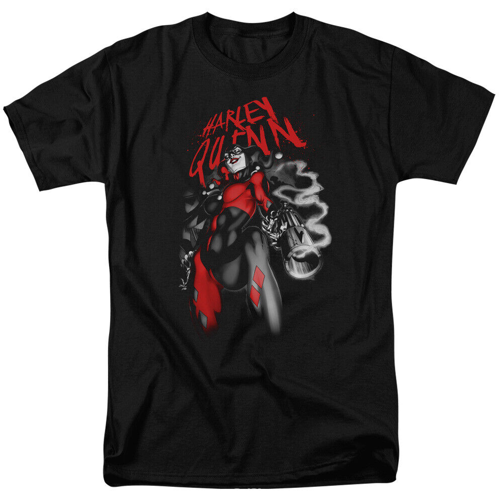 Harley Quinn Down The Barrel T Shirt Licensed Comic Book Tee Black ...
