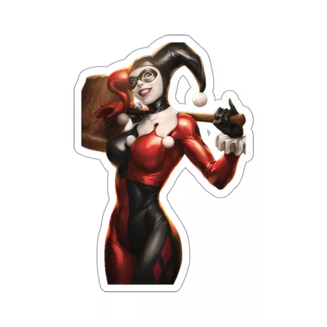Harley Quinn Illustration Jester Outfit Artistic Vinyl Sticker Decal Phone Decal Water Bottle ...