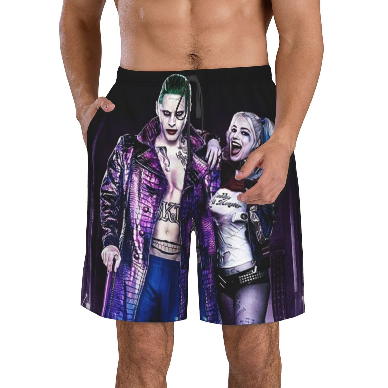 Harley Quinn Joker Animated Men's Beach Shorts Swim Trunks Casual Quick ...