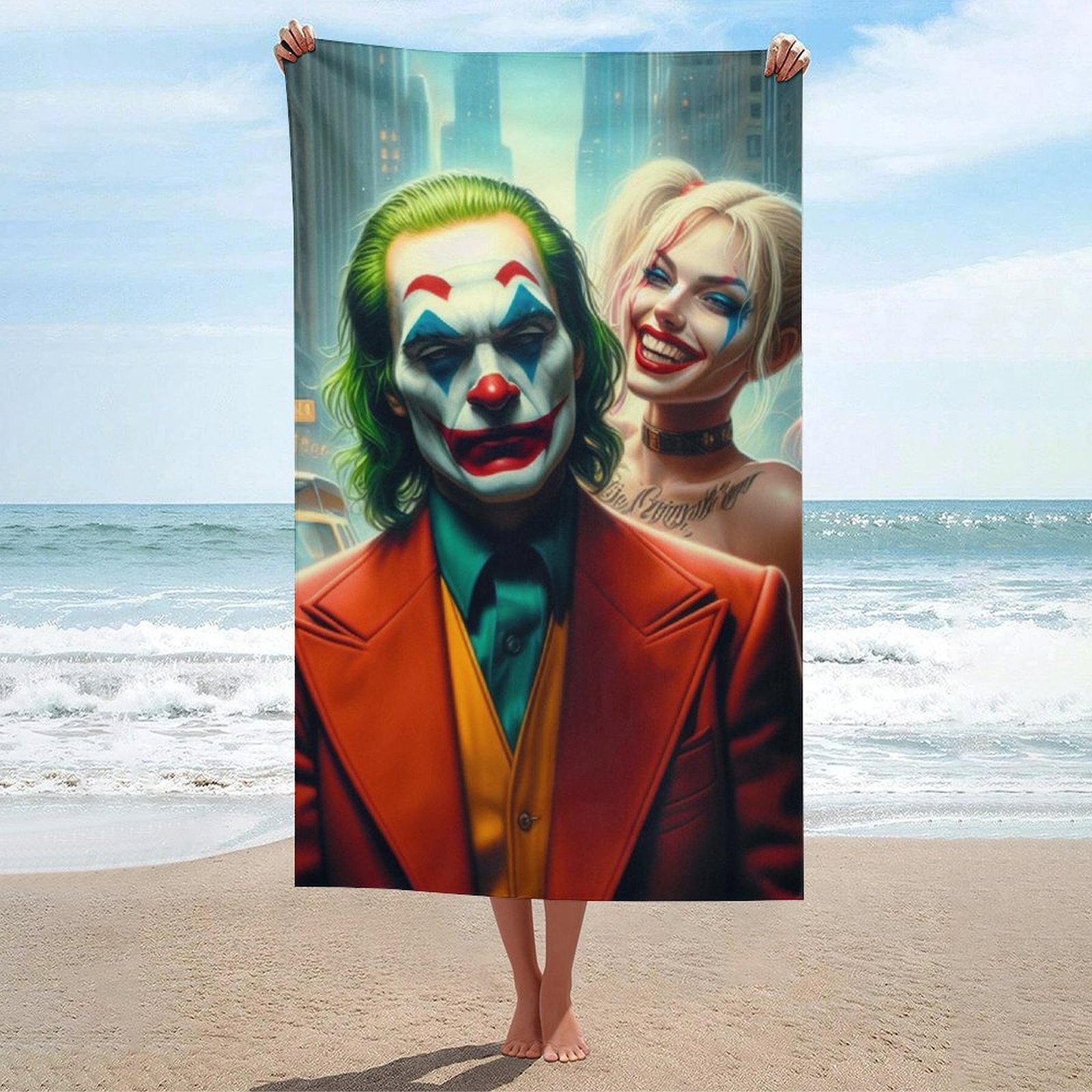 Harley Quinn Joker Film Beach Towel Microfiber Soft Absorbent Quick-Dry ...