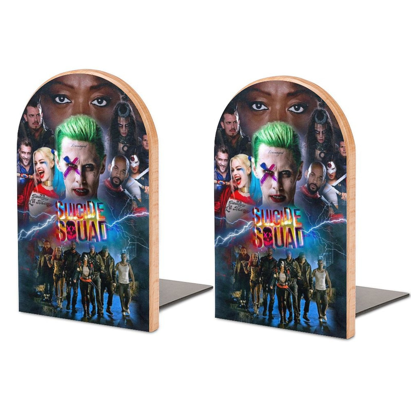 Harley Quinn Joker Film Bookends Wood Book Divider Decor Shelves Non ...