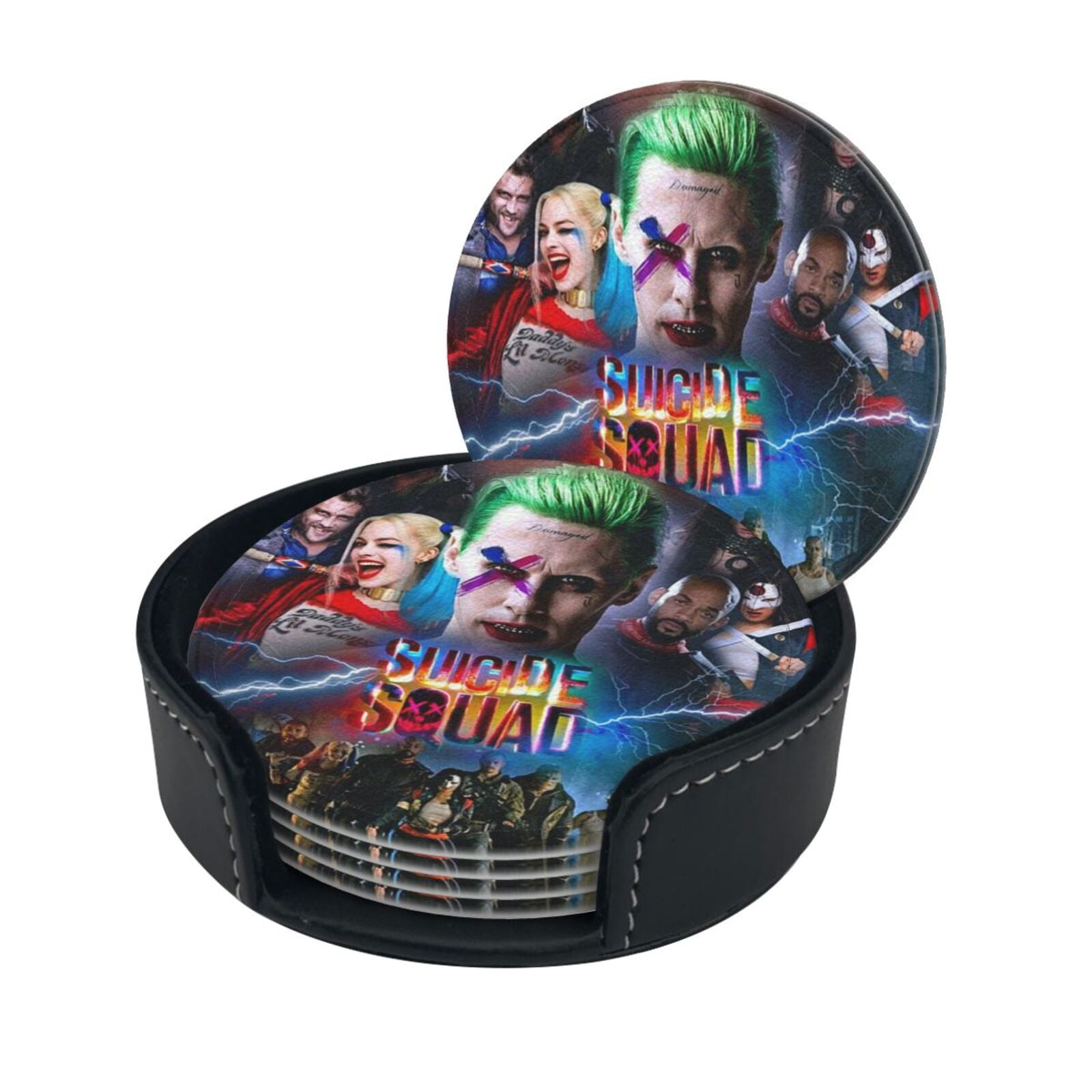 Harley Quinn Joker Film Round Coaster Set Of 6 Tabletop Protection Mats ...